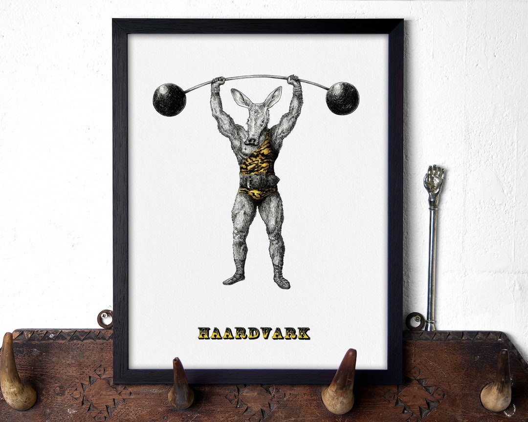 Haardvark - Funny Gym Art - Strongman Poster - Home Gym Art - Funny ...