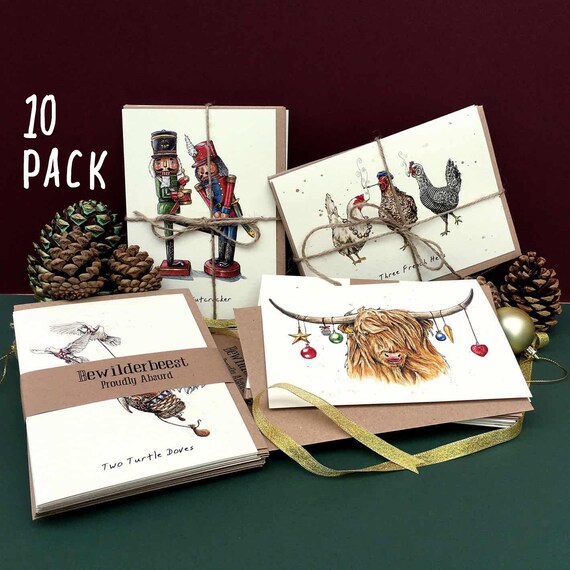 10 Christmas Cards Set Holiday Cards Pack Christmas Cards | Etsy UK