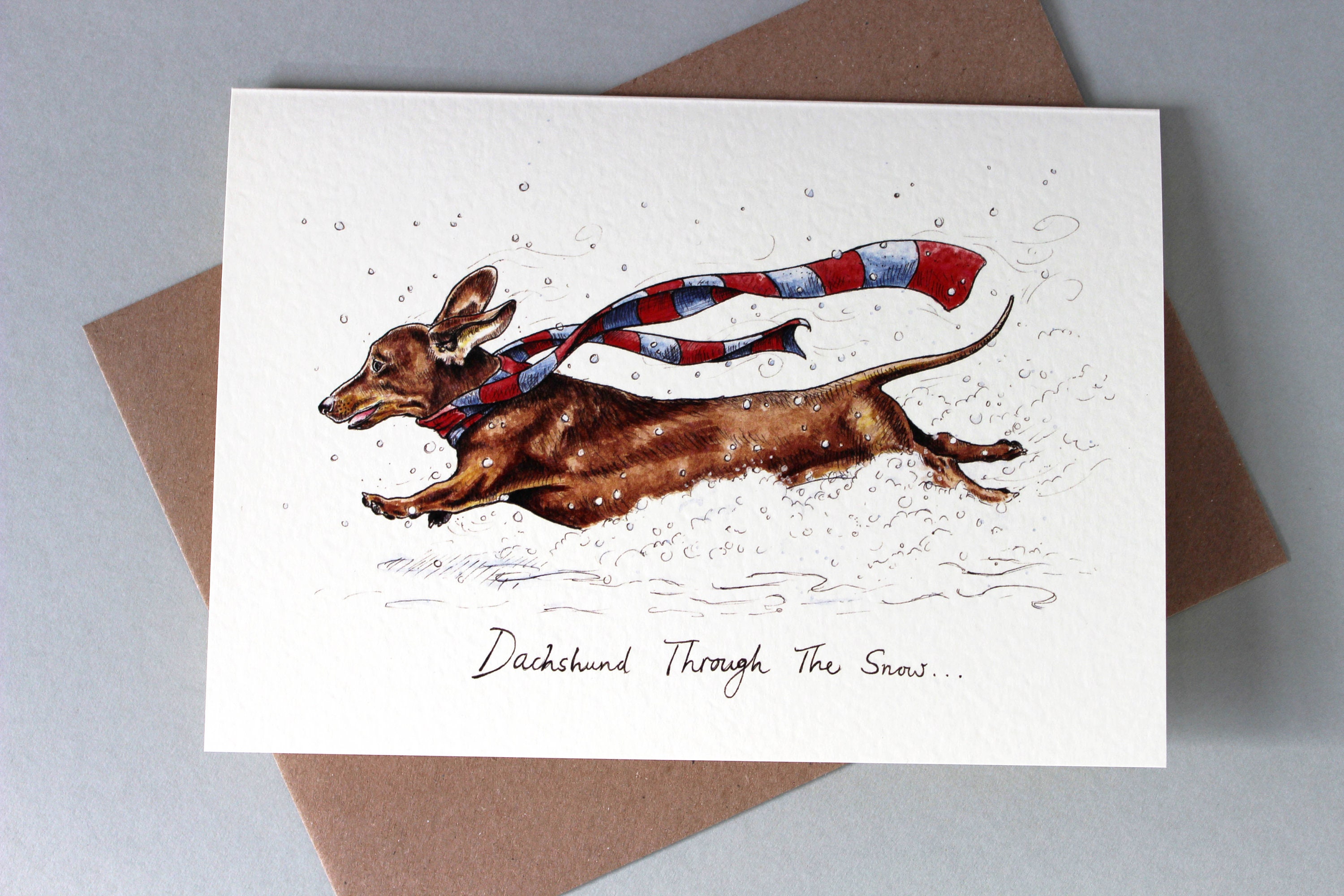Dachshund Through The Snow Christmas Card Funny Dog Card | Etsy