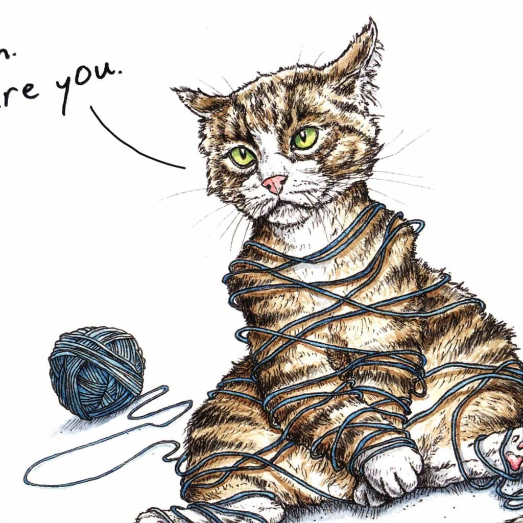 Apex Predator Tangled Print Tabby Cat Art Knitting Lover | Etsy