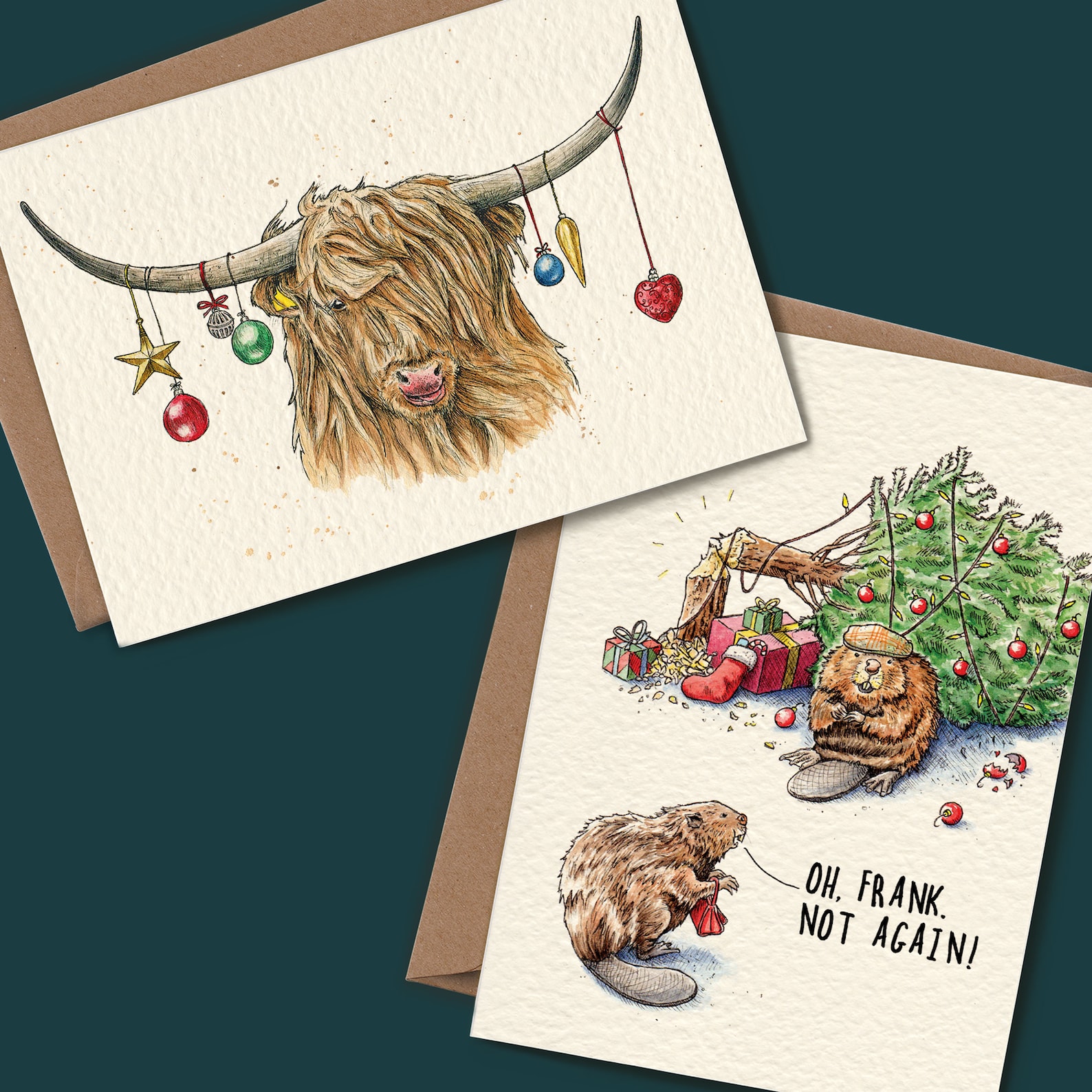 10 Christmas Cards Set - Holiday Cards Pack - Christmas Cards Set ...