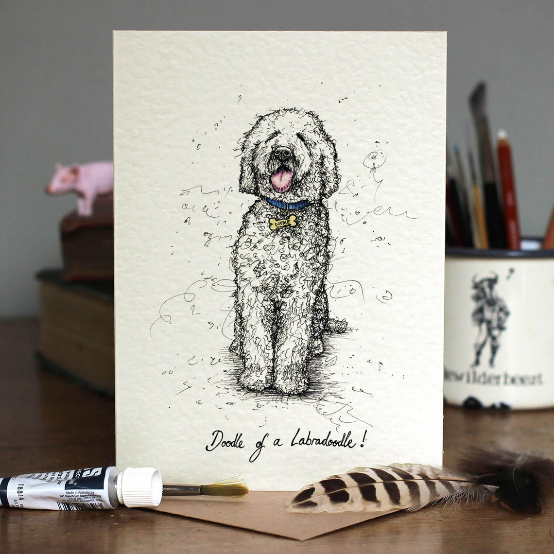 Doodle of a Labaradoodle Labradoodle Labradoodle Card | Etsy
