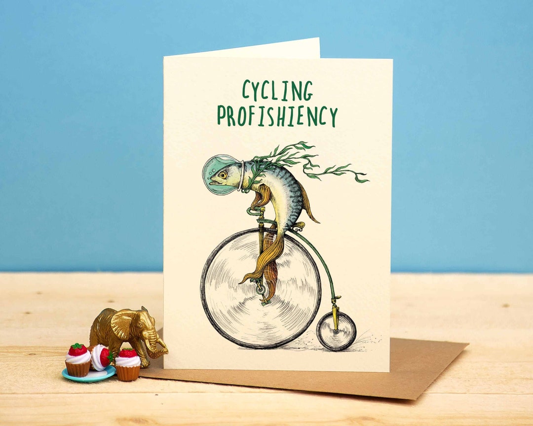 Cycling Profishiency Card - Funny Fish Card - Cycling Card - Fish ...