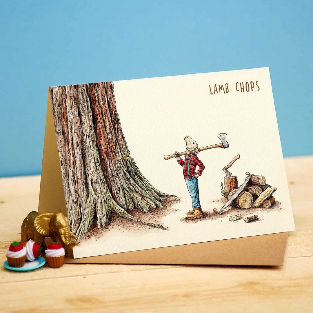 Lamb Chops Card - Sheep Card - Farm Birthday Card - Lumberjack - Etsy