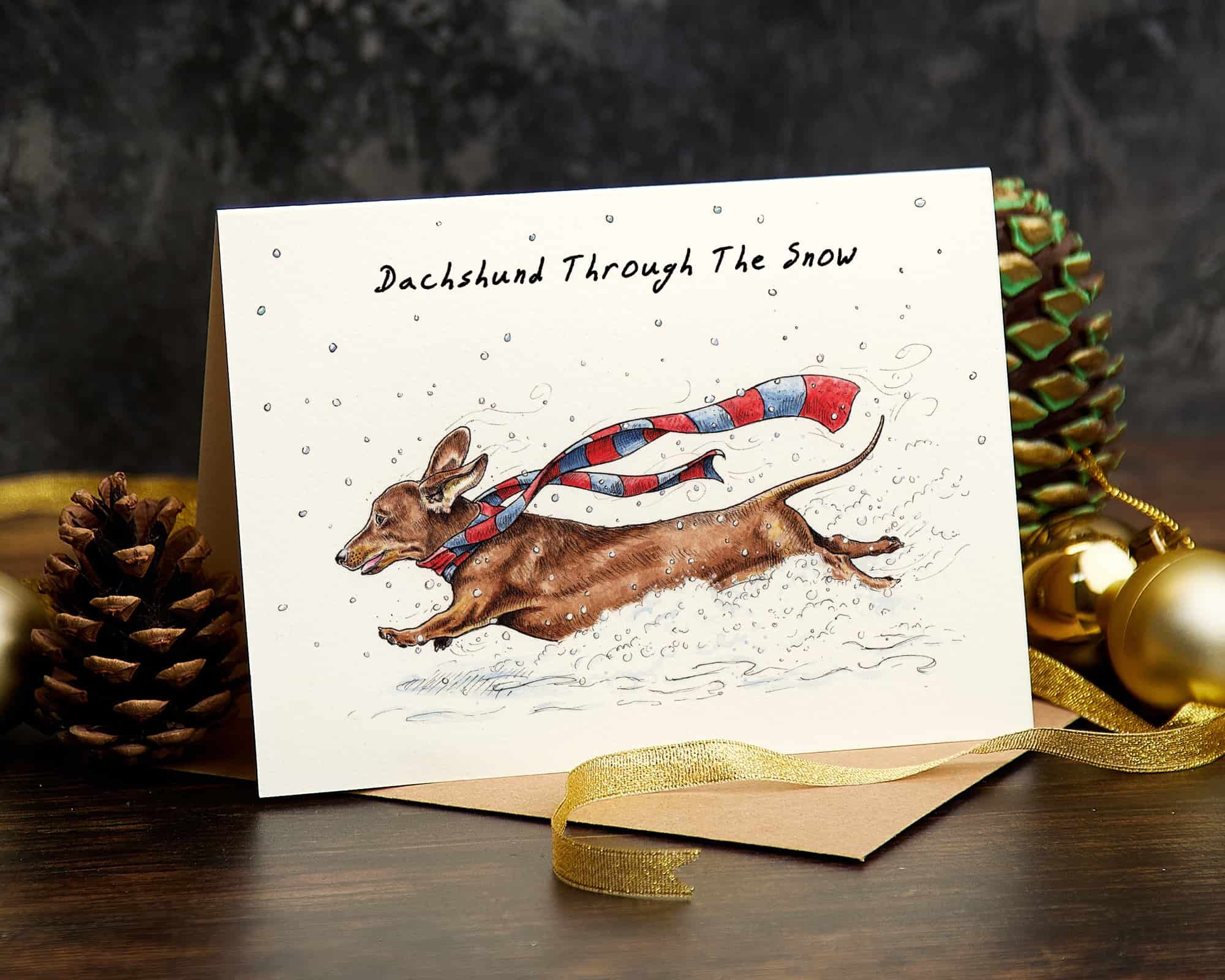 Dachshund Through the Snow Christmas Card Funny Dog Card - Etsy