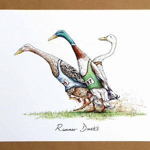 Runner Ducks - Gift for Runner - Funny Duck Art - Duck Wall Decor ...