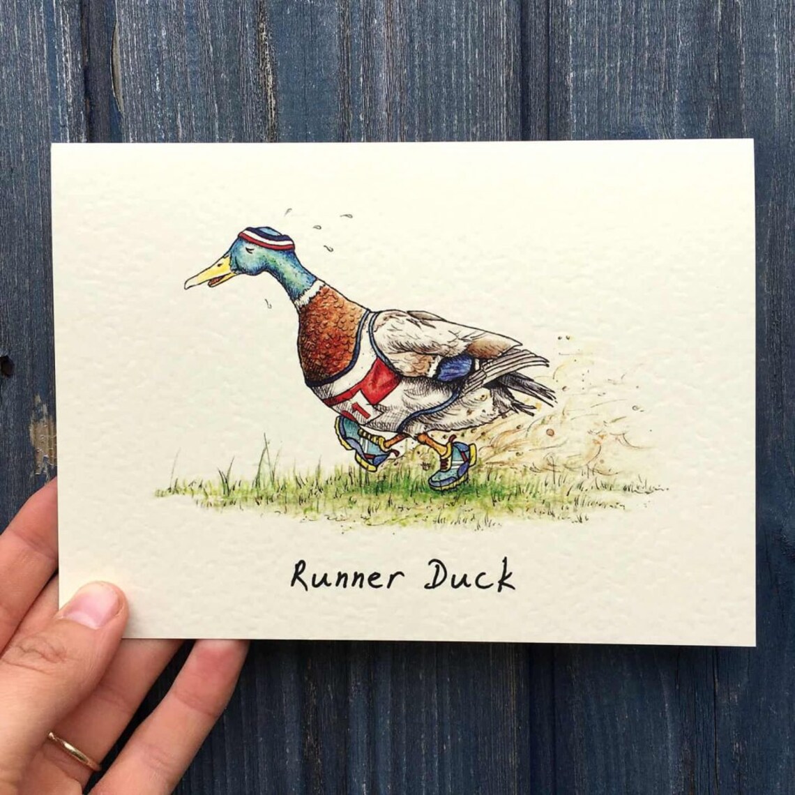 Runner Duck Card Duck Birthday Card Funny Duck Cute Duck - Etsy UK