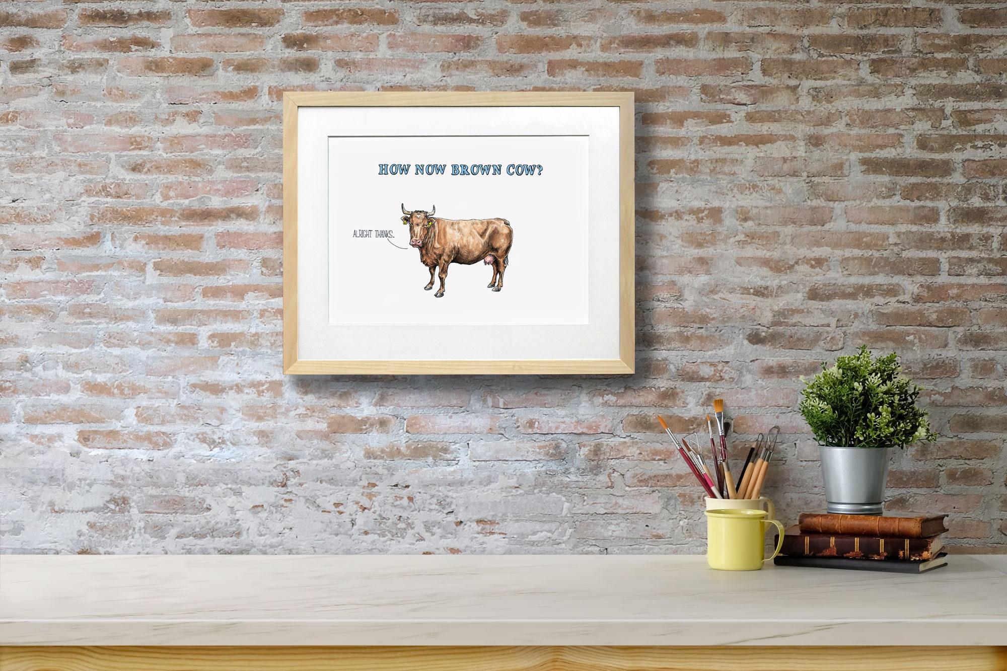 How Now Brown Cow Brown Cow Print Cow Wall Art Cow | Etsy