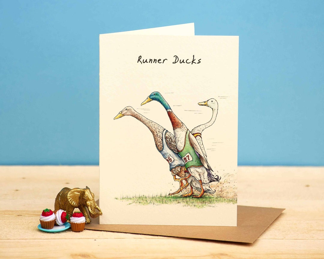Runner Ducks Card - Duck Card - Funny Duck - Bird Birthday Card ...