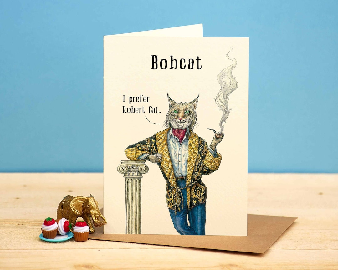 Bobcat Card - Funny Cat Card - Cute Cat Card - Cat Puns - Etsy