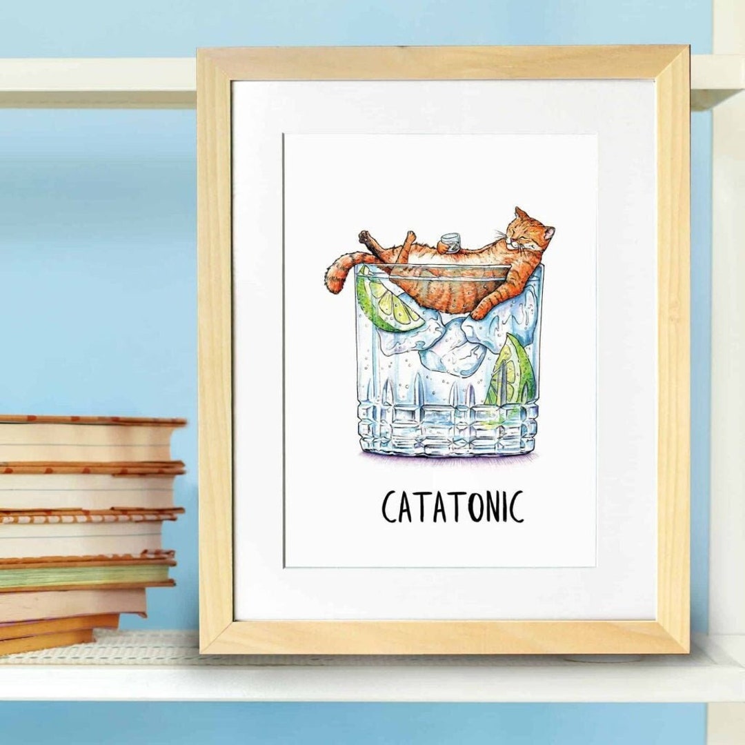 Catatonic Ginger Cat Art Orange Cat Print Funny Cat - Etsy