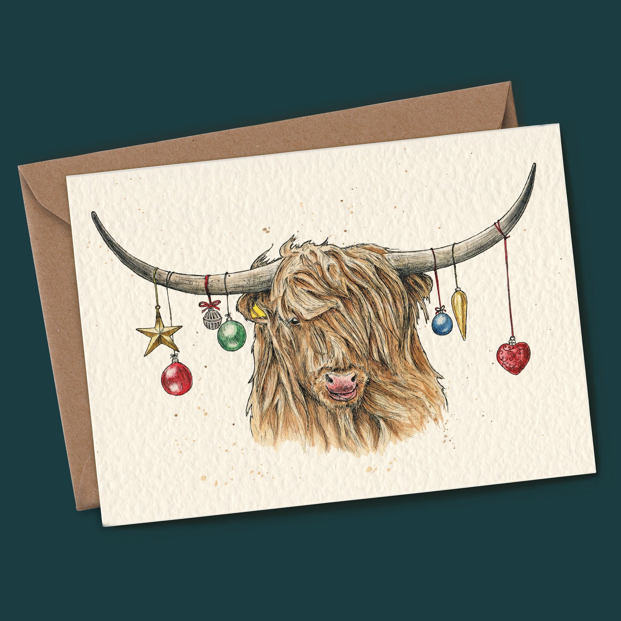 Highland Cow Card Cute Christmas Card Cow Christmas Card | Etsy UK