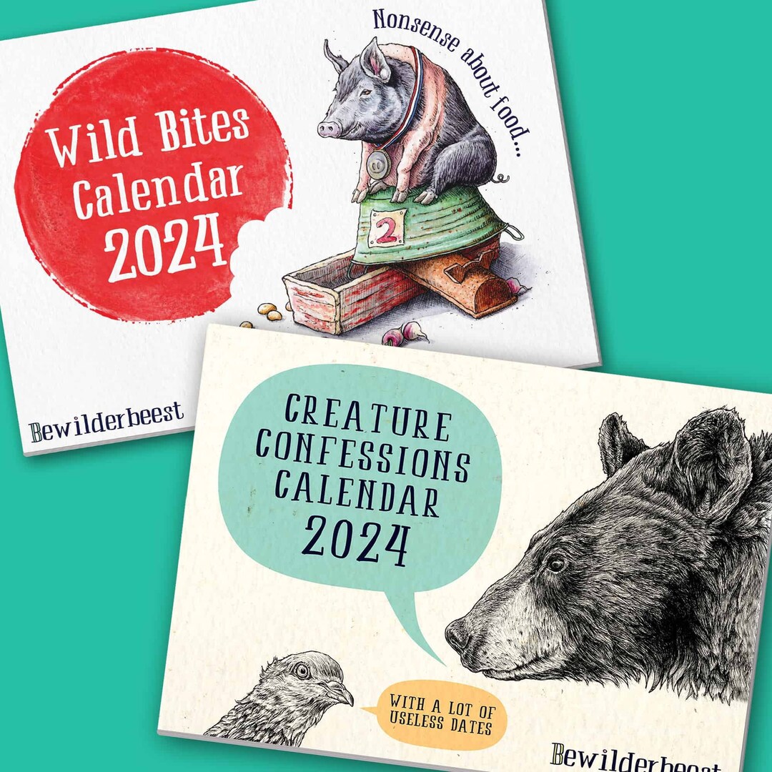 Calendars Set 2024 2 Calendars Animal Calendar Kitchen - Etsy