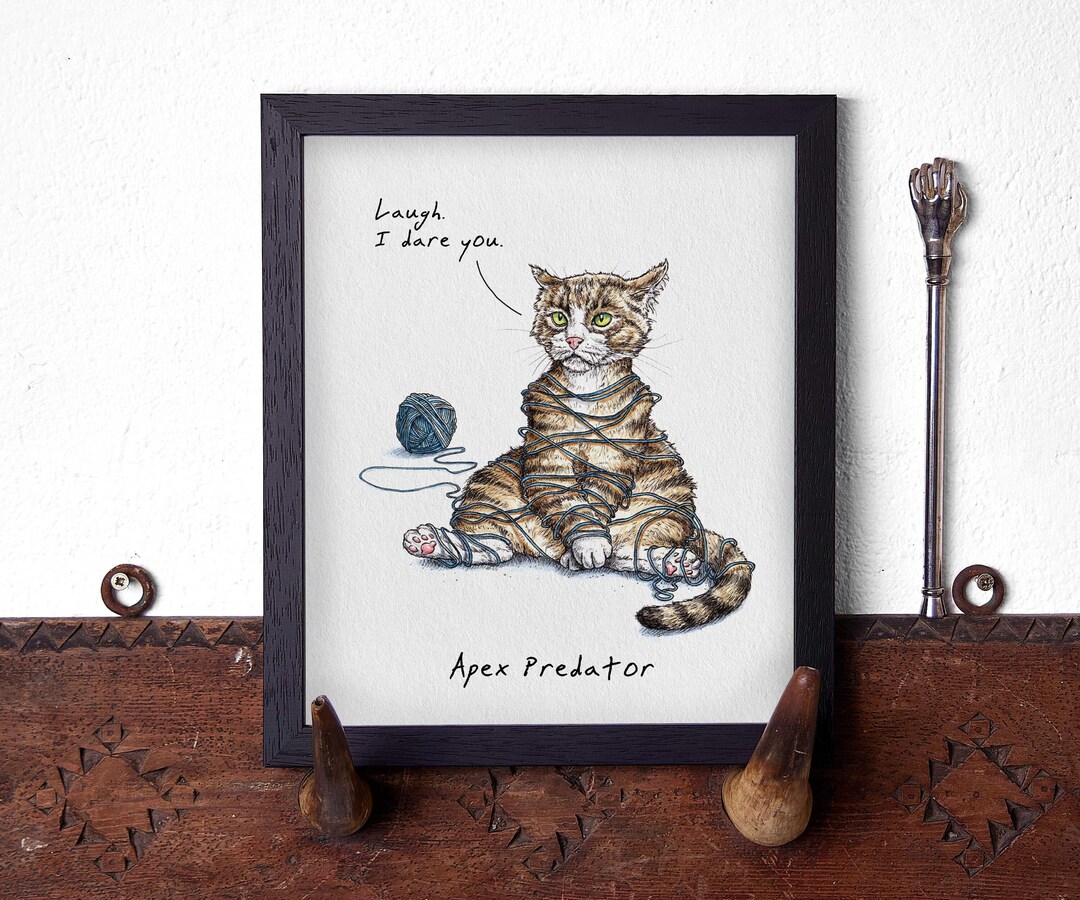 Apex Predator tangled Print Tabby Cat Art Knitting Lover Gift Quirky ...
