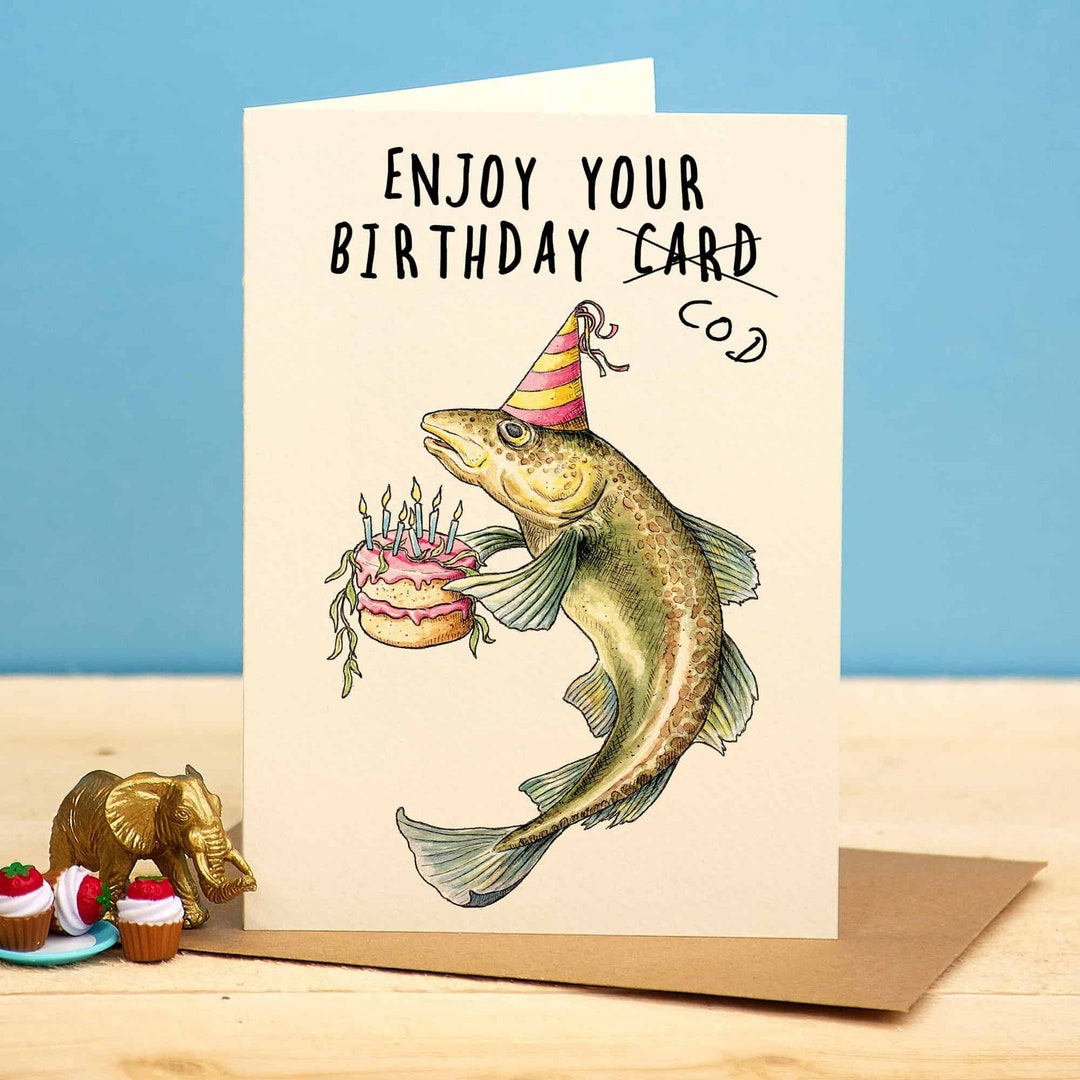 Birthday Cod Card - Fish Birthday Card - Joke Card - Etsy