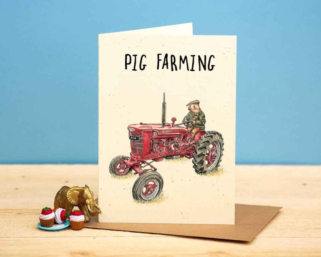Pig Farming Card - Tractor Card - Pig Card - Etsy