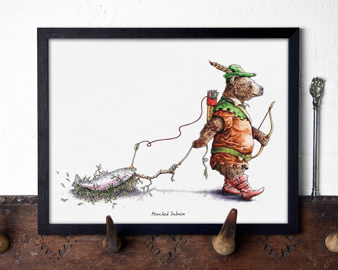 Poached Salmon Print - Funny Fishing Gift - Salmon Print - Etsy