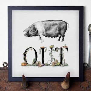 Pig Out Print - Pig Wall Art - Foodie Wall Art - Cooking Lover Gift ...