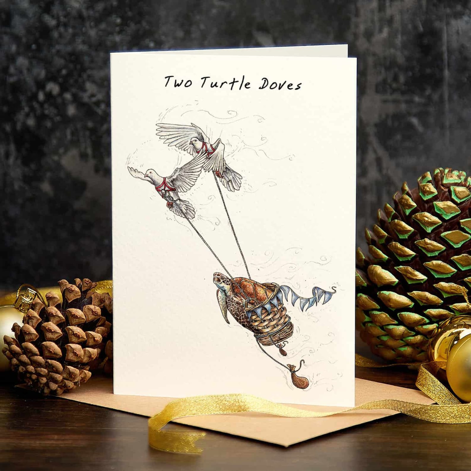 Two Turtle Doves Christmas Card Christmas Bird Card - Etsy