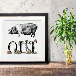 Pig Out Print - Pig Wall Art - Foodie Wall Art - Cooking Lover Gift ...