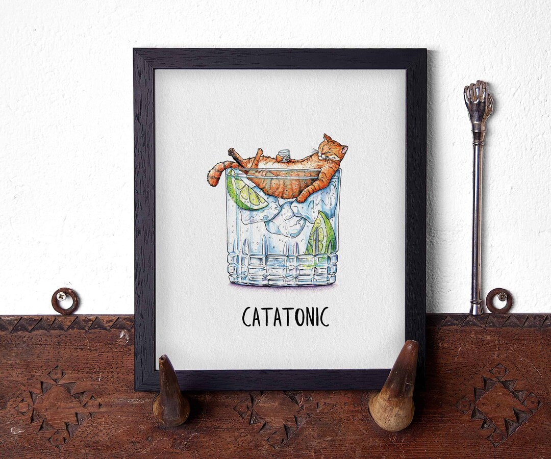 Catatonic - Ginger Cat Art - Orange Cat Print - Funny Cat Print - Etsy