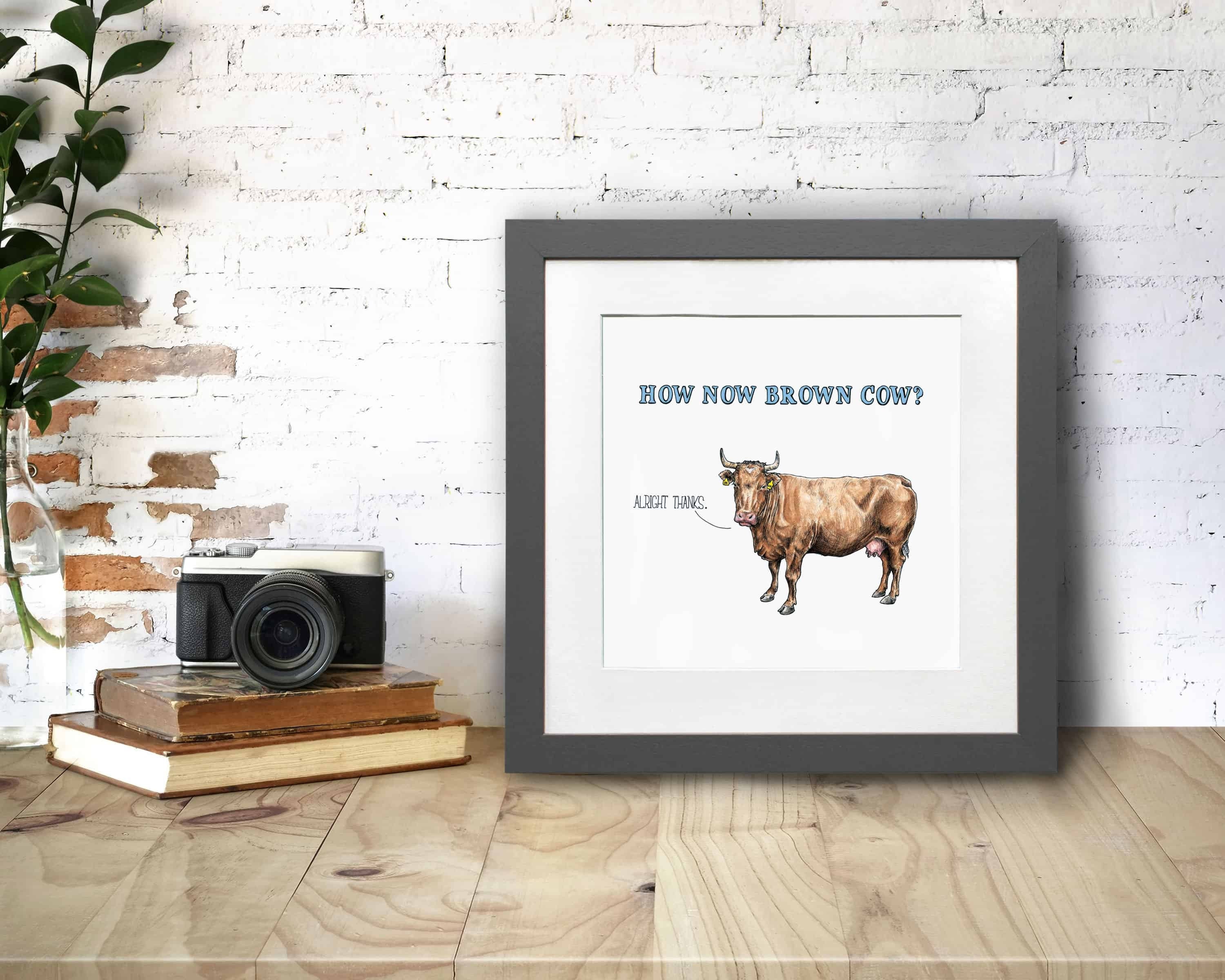 How Now Brown Cow - Brown Cow Print - Cow Wall Art - Cow Painting - Etsy