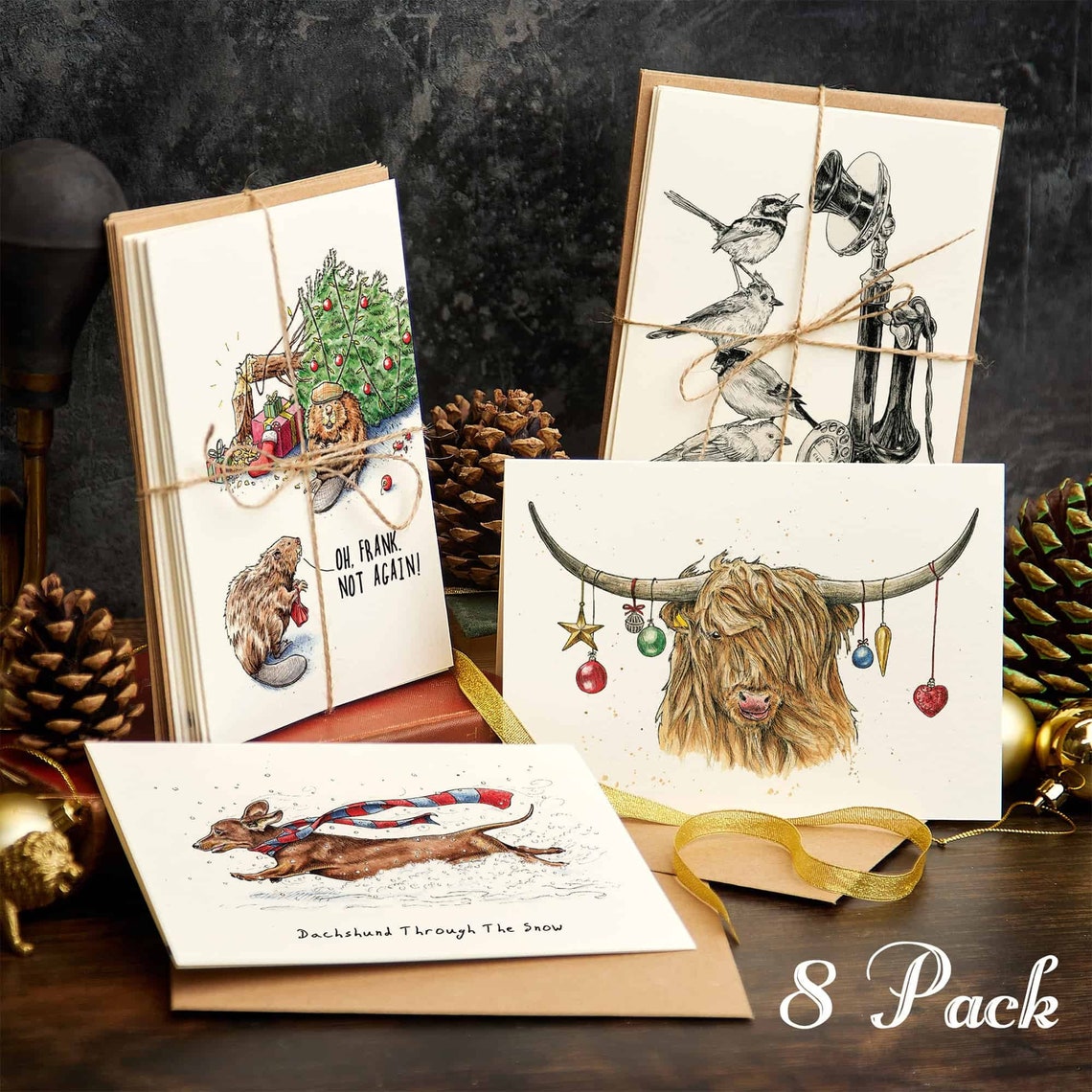 Pack of 8 Christmas Cards Christmas Card Set Festive Cards - Etsy UK