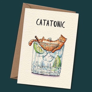 Catatonic Card - Ginger Cat Card - Funny Cat Card - Cute Cat Card - Cat ...