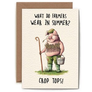 Crop Top Card - Farmer Card - Pig Birthday Card - Funny Farmer Card - Etsy