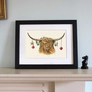Highland Cow Card - Cute Christmas Card - Cow Christmas Card - Funny ...