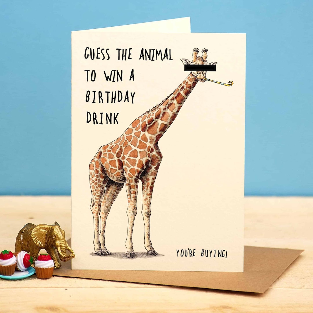 Giraffe Birthday Card - Funny Giraffe Card - Dad Joke Card - Etsy