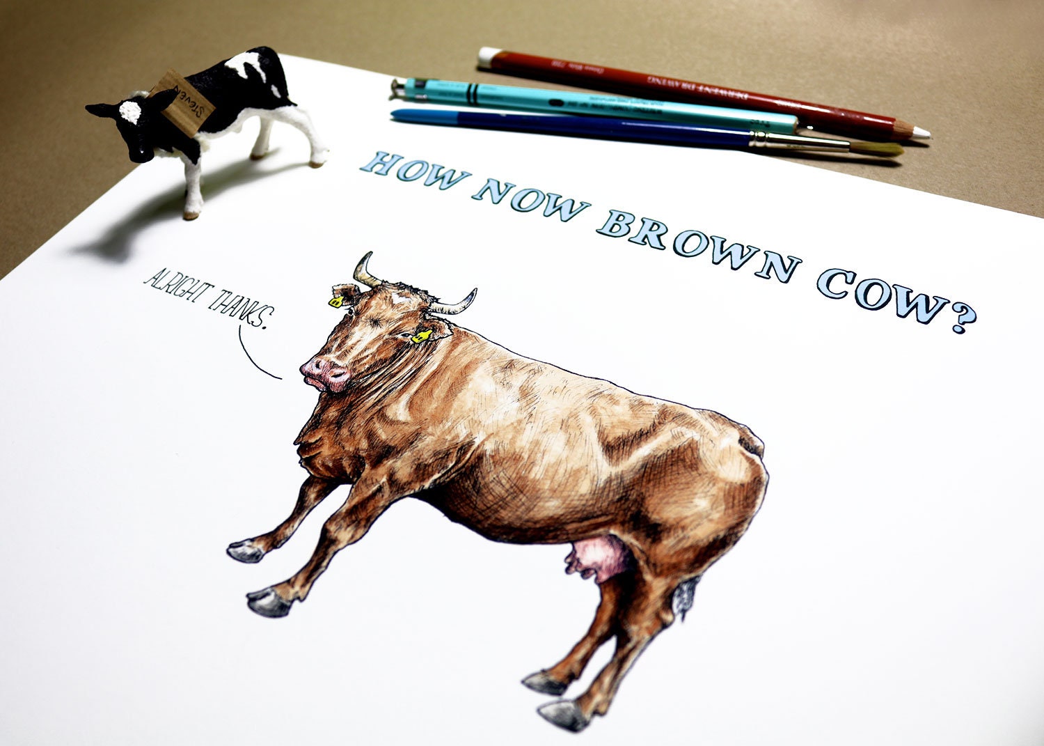 How Now Brown Cow Brown Cow Print Cow Wall Art Cow | Etsy