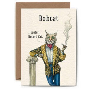 Bobcat Card - Funny Cat Card - Cute Cat Card - Cat Puns - Etsy