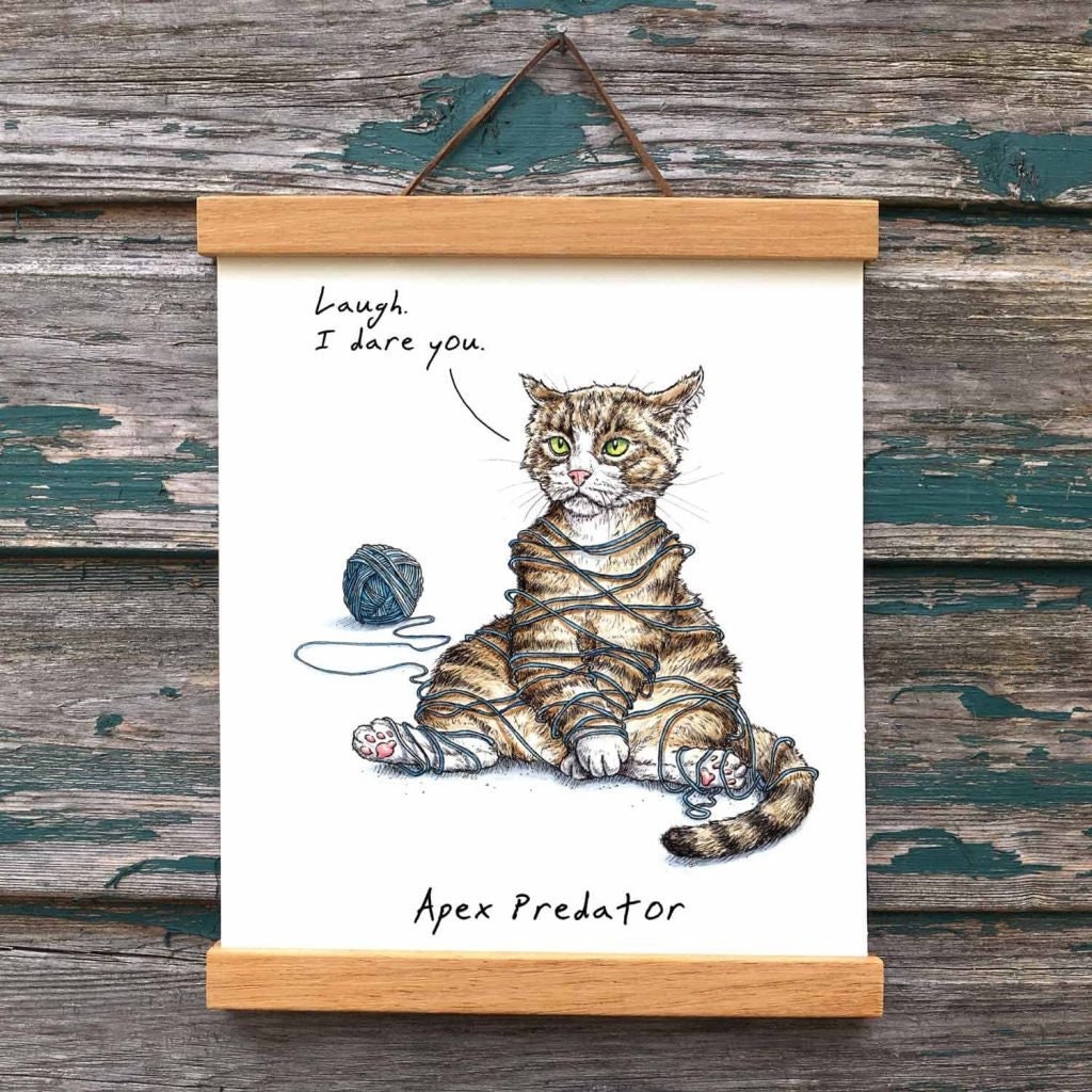 Apex Predator tangled Print Tabby Cat Art Knitting Lover - Etsy