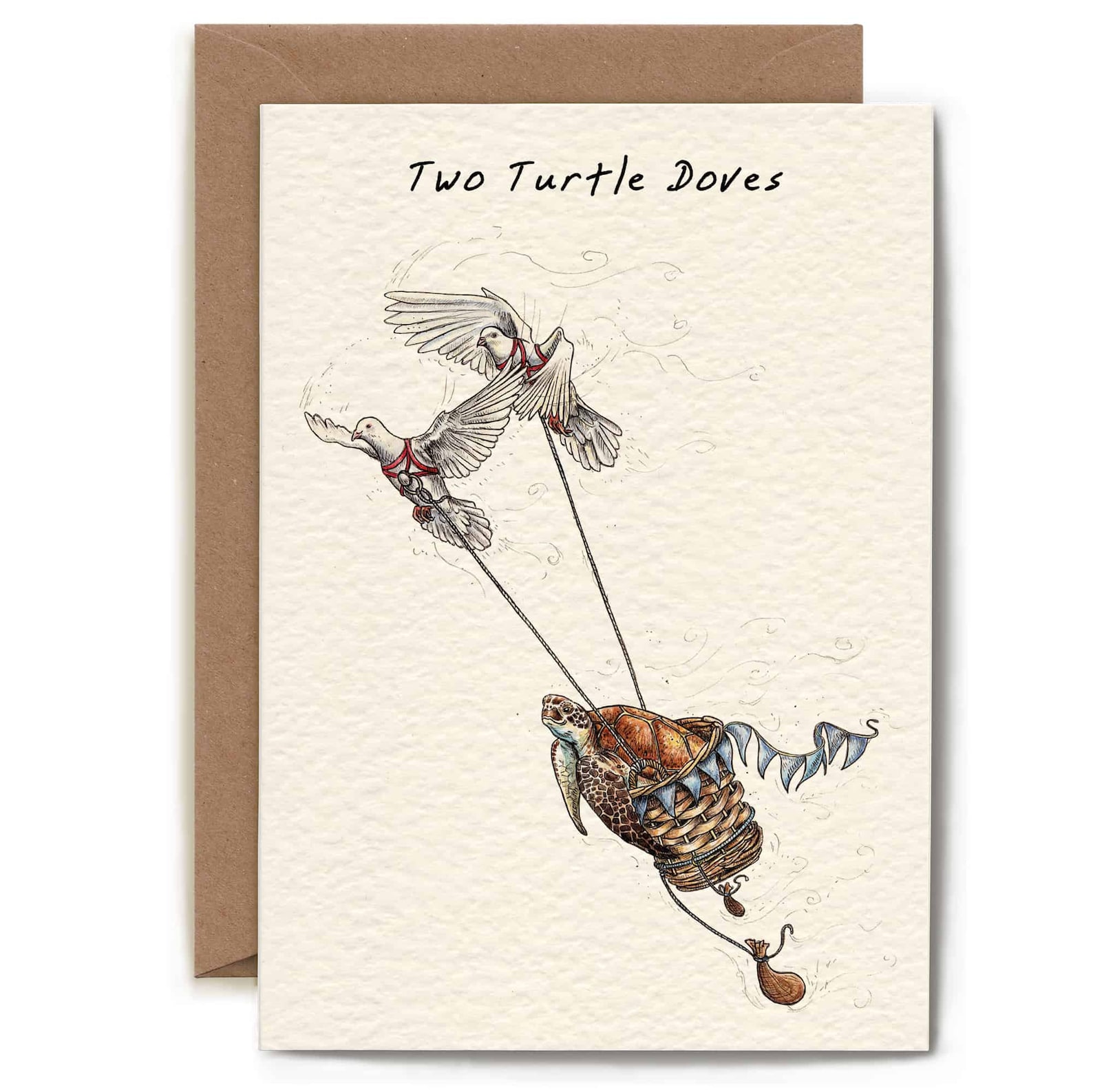 Two Turtle Doves Christmas Card Christmas Bird Card - Etsy