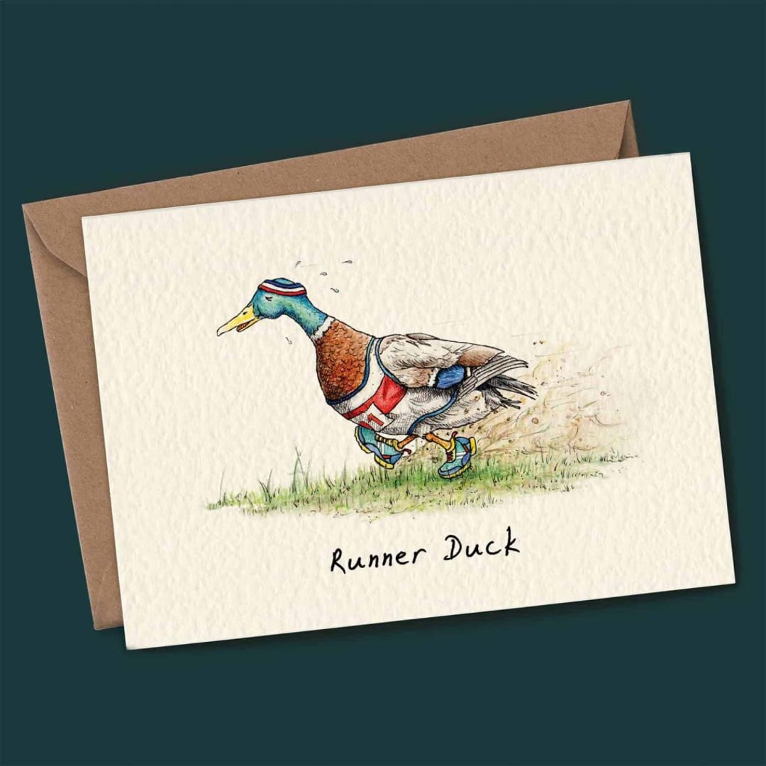 Runner Duck Card Duck Birthday Card Funny Duck Cute Duck - Etsy UK