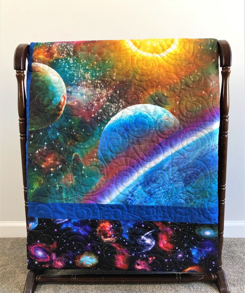Outer Space Quilt Solar System Blue and Multi Color Full - Etsy