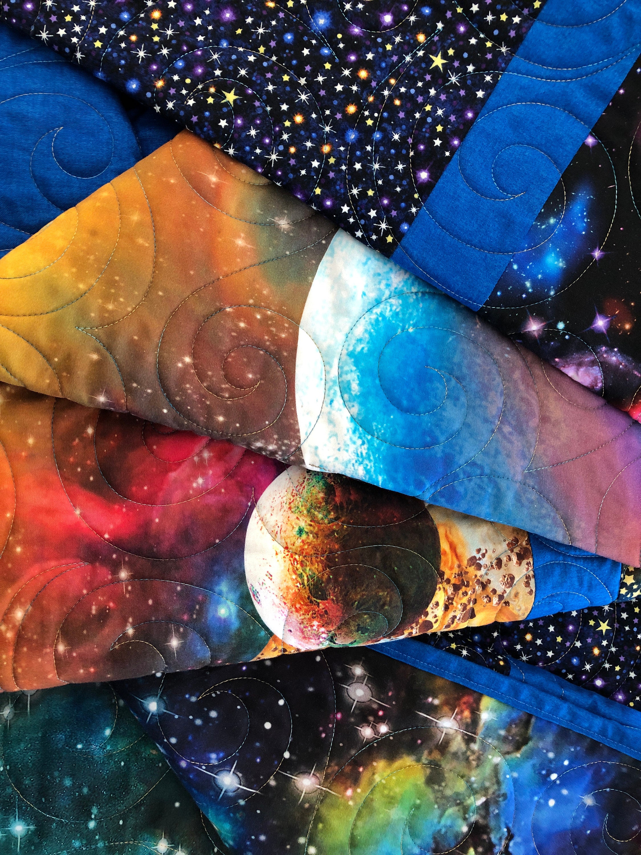 Outer Space Quilt Solar System Blue and Multi Color Full - Etsy