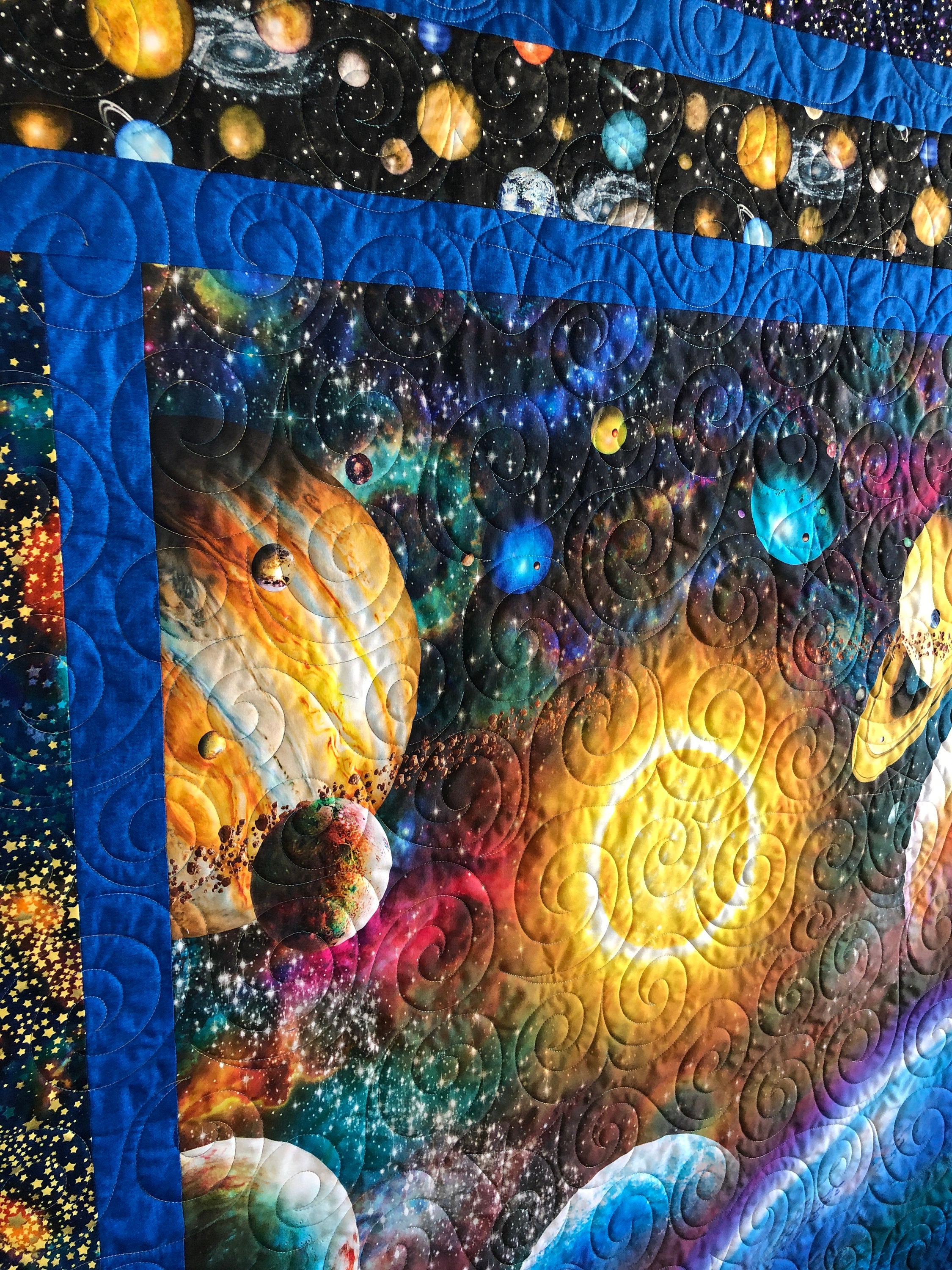 Outer Space Quilt Solar System Blue and Multi Color Full - Etsy