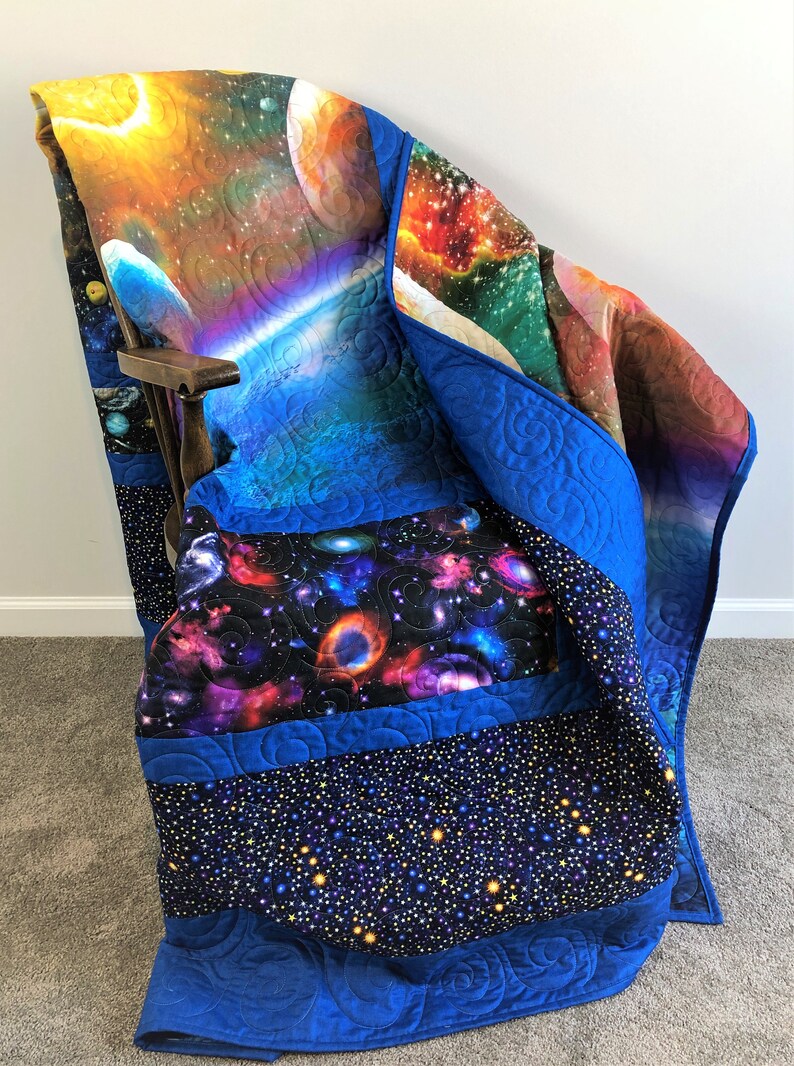 Outer Space Quilt, Solar System, Blue and Multi Color, Full Size - Etsy
