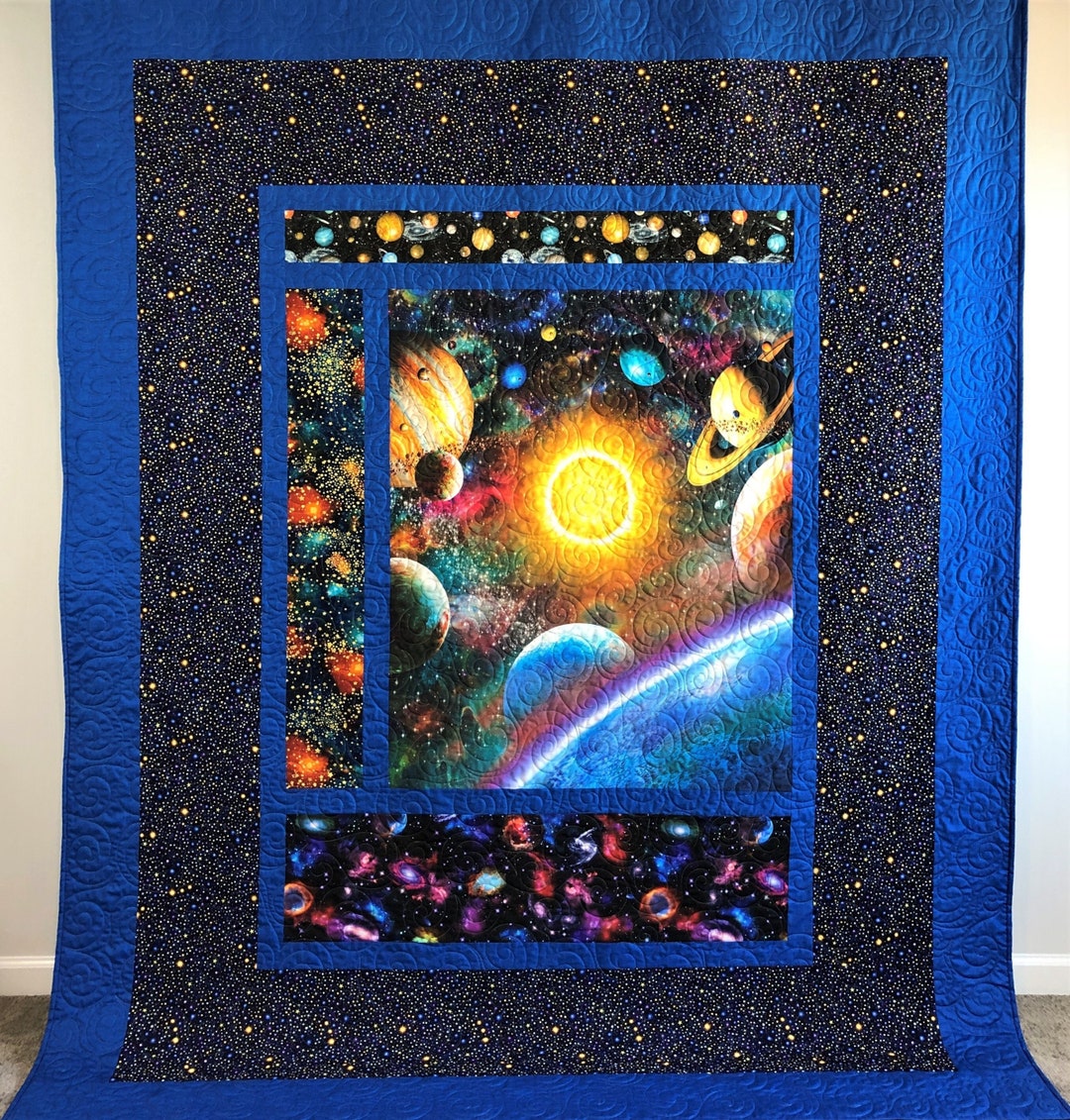 Outer Space Quilt, Solar System, Blue and Multi Color, Full Size - Etsy