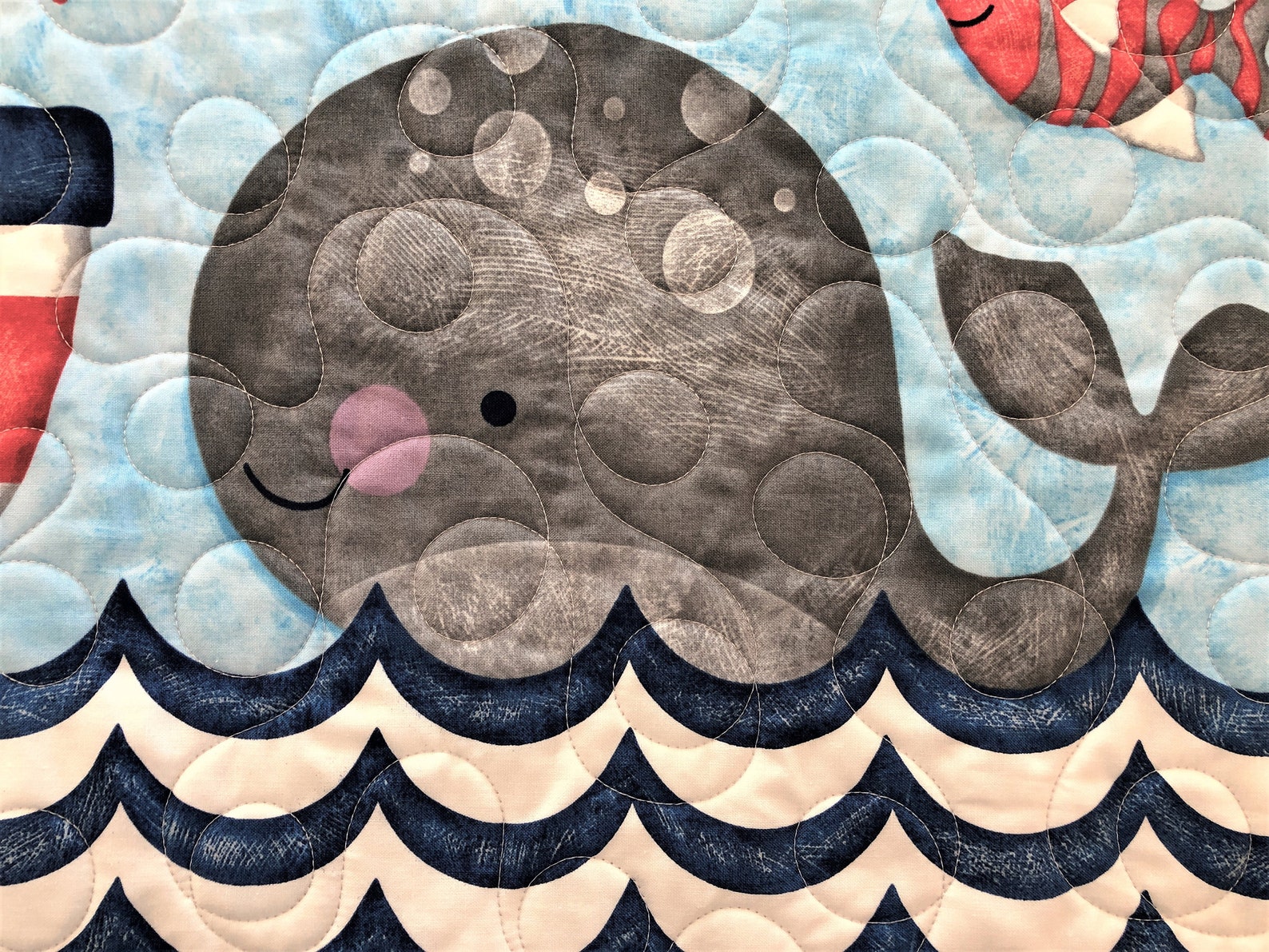 Ocean Quilt Harbor With Lighthouses Boats Octopus and | Etsy