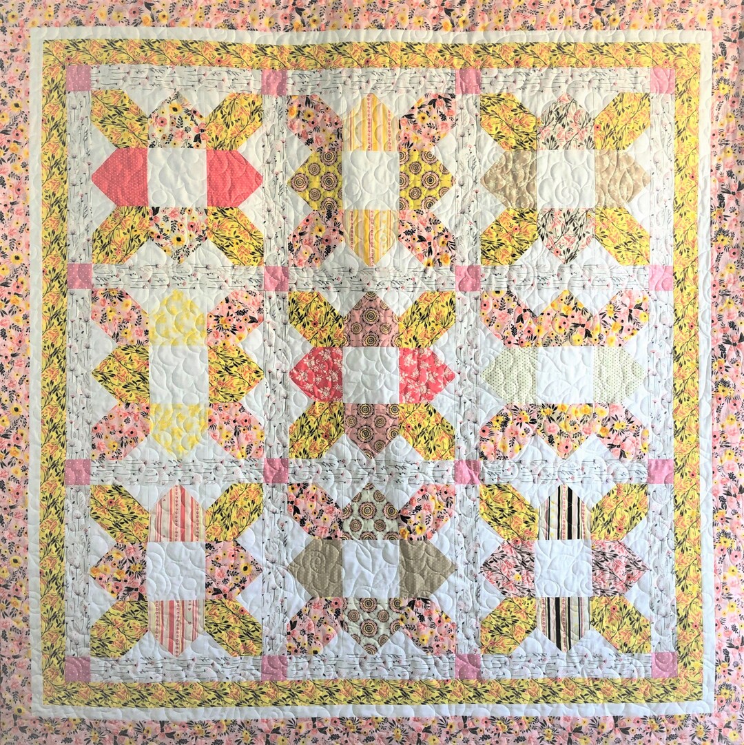 Pink and Yellow Floral Lap Quilt - Etsy