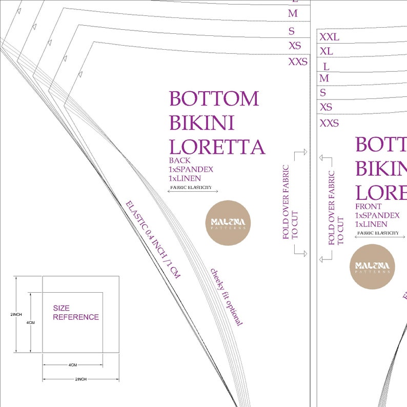 Bikini Sewing Pattern PDF | Loretta Swimsuit Set, XXS-XXL | Beginner ...