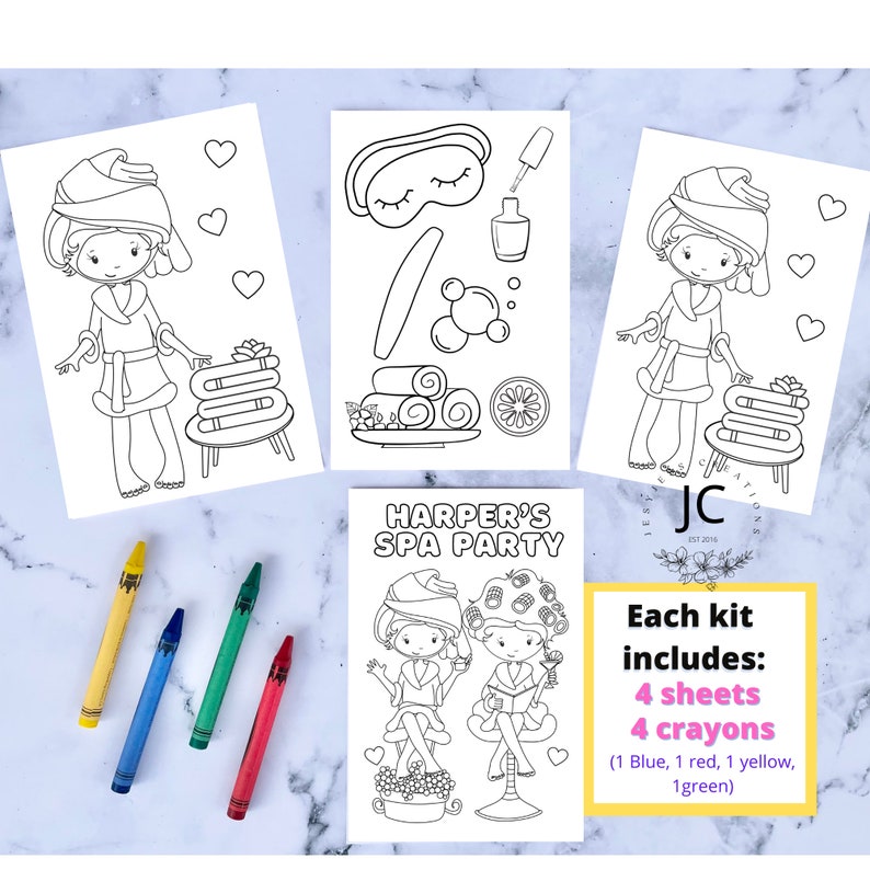 Custom Girls Spa Coloring Pages Party Favors - Etsy
