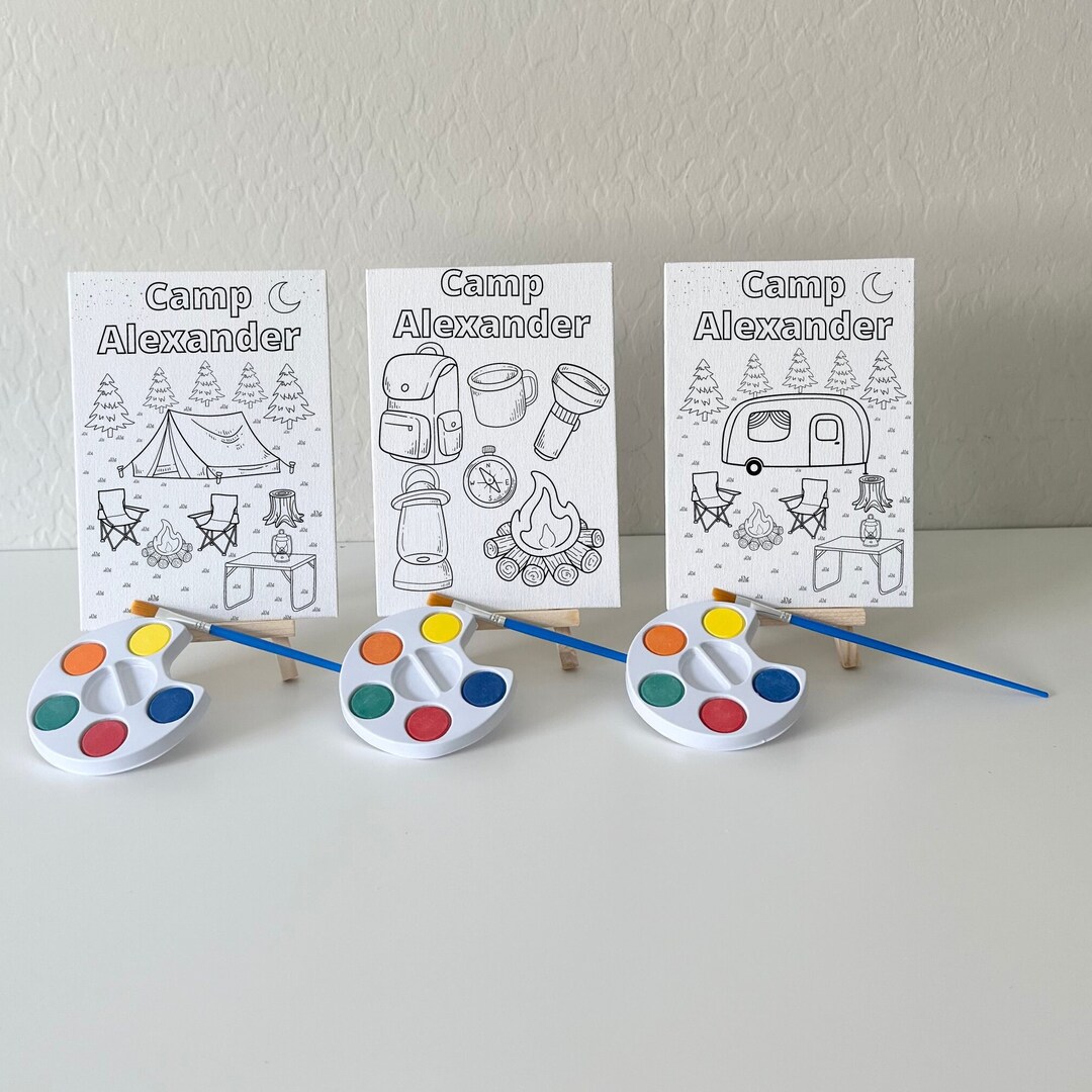 Custom Camp Camping Painting Canvas Kits Kids Party Favors - Etsy