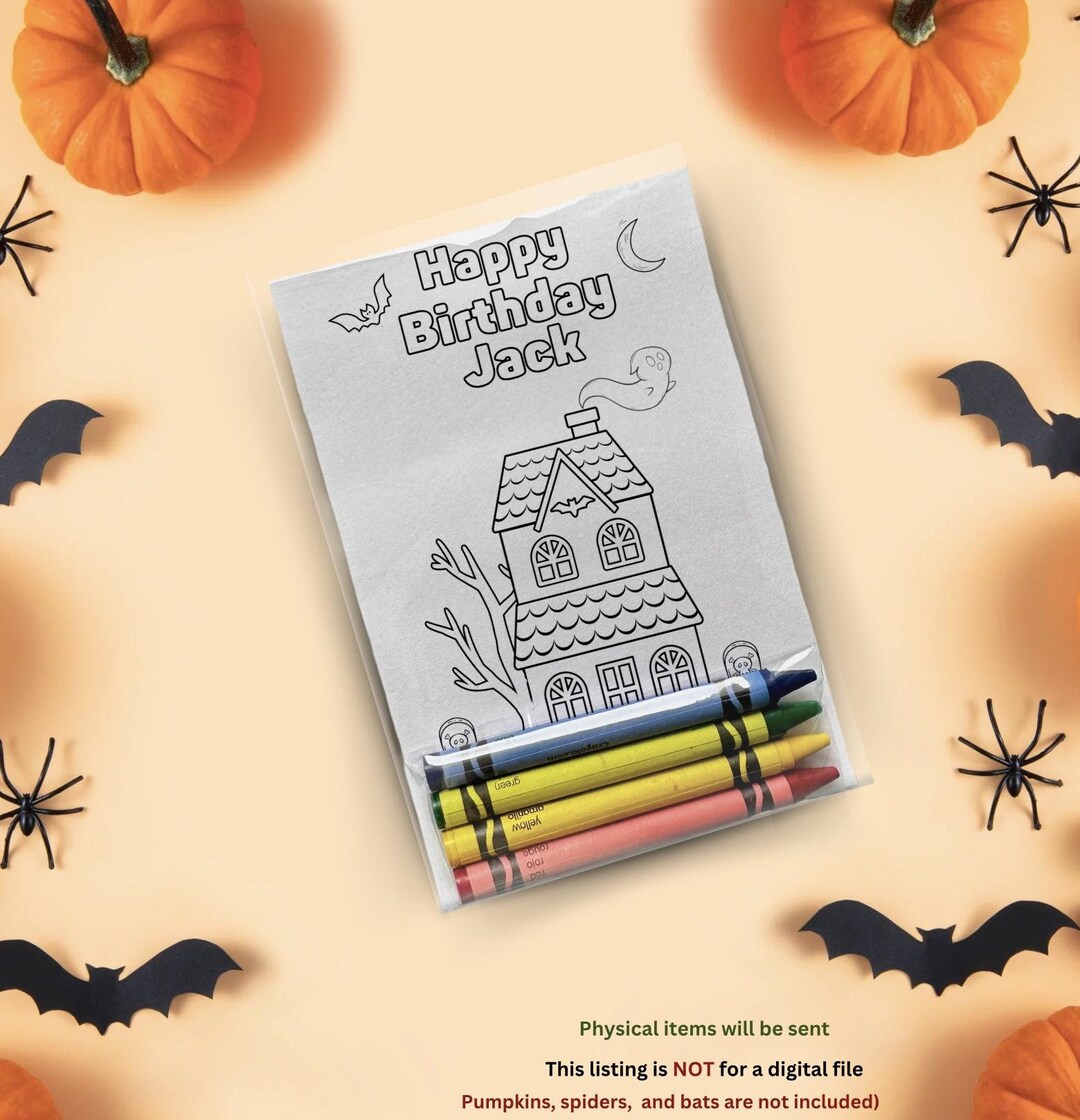 Custom Spooky Halloween Haunted House Party Coloring Kits Kids Party ...