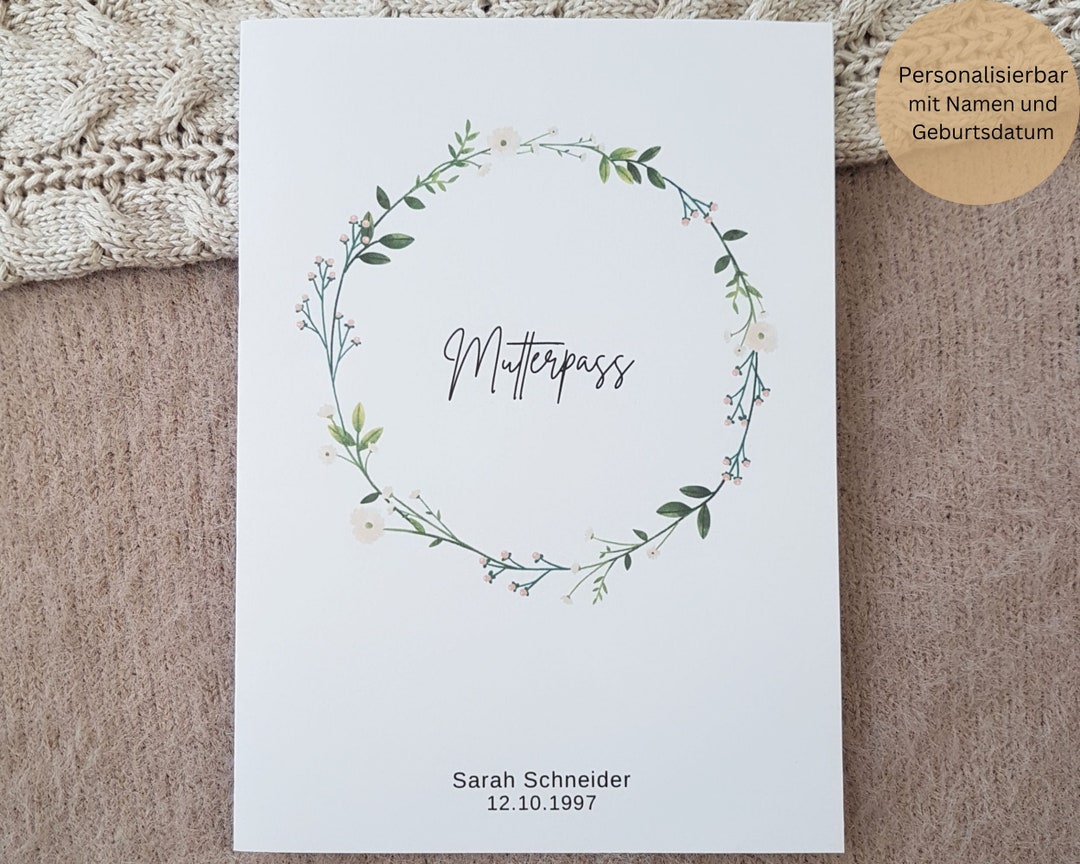 Personalized Maternity Record Book Cover With Name / German Maternity ...
