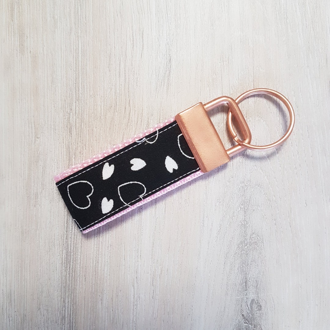 Keyring, Key Strap, Keychain, Hearts, Pink, Black, Copper - Etsy