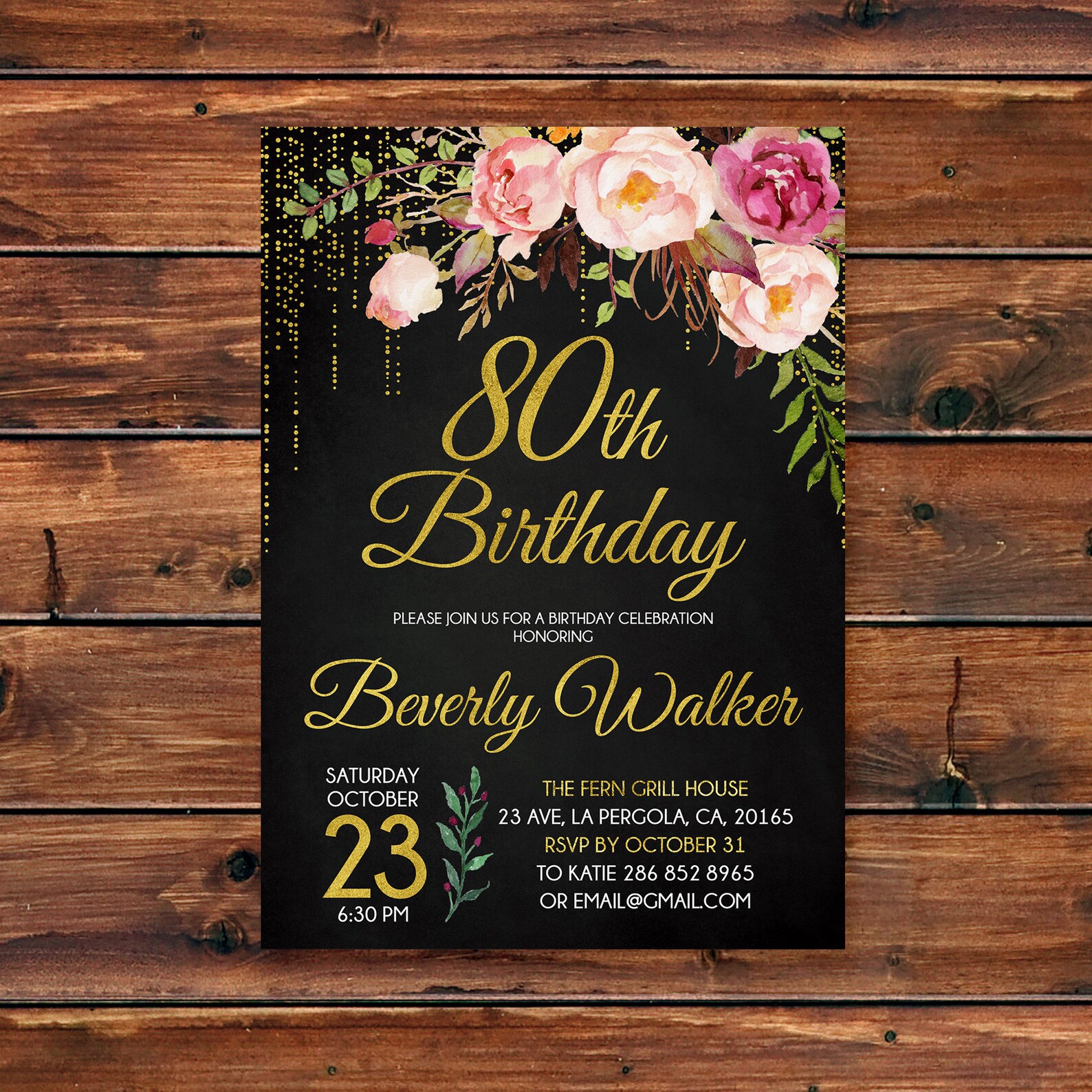 80Th Birthday Invitations Templates